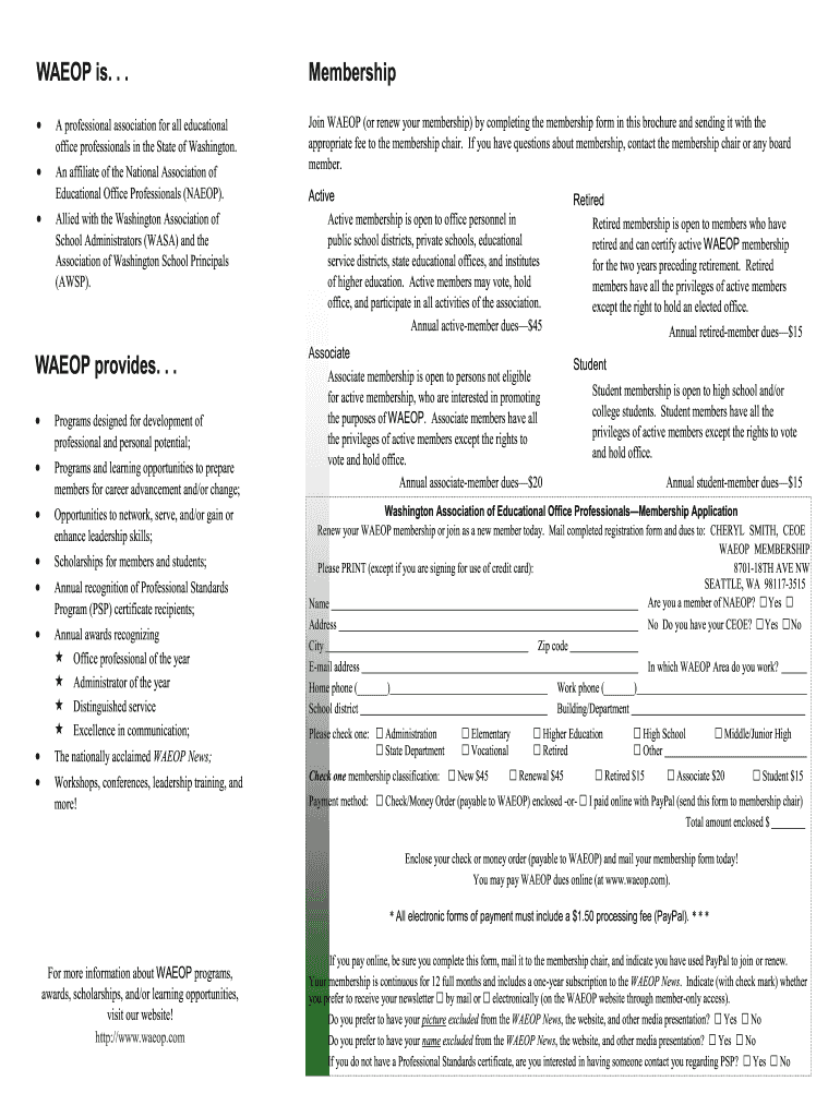 Fillable Online Washington - WAEOP Fax Email Print - pdfFiller