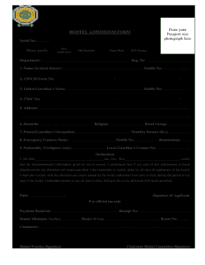 Fillable Online HOSTEL ADMISSIOM FORM Fax Email Print - pdfFiller