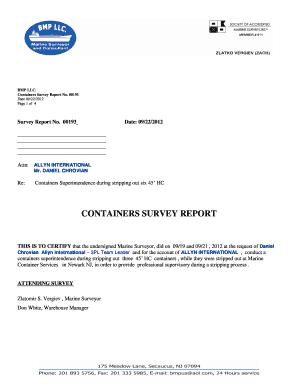 Fillable Online Containers Survey Report No Fax Email Print - pdfFiller