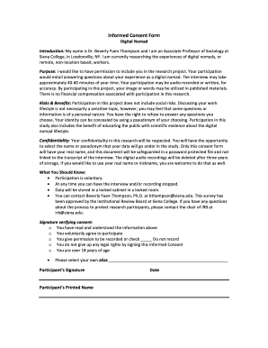 Fillable Online Appendix G Consent form digital nomad Fax Email Print ...