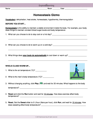 Homeostasis Gizmo - Fill Online, Printable, Fillable, Blank | pdfFiller