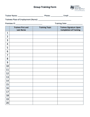Fillable Online SMS Group Training Form Fax Email Print - pdfFiller