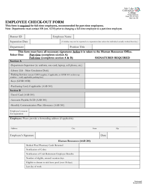Fillable Online EMPLOYEE CHECK-OUT FORM Fax Email Print - pdfFiller