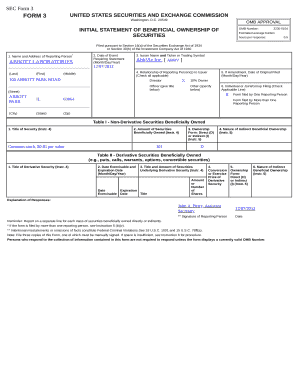 Fillable Online FORM 3 UNITED STATES SECURITIES AND EXCHANGE ...