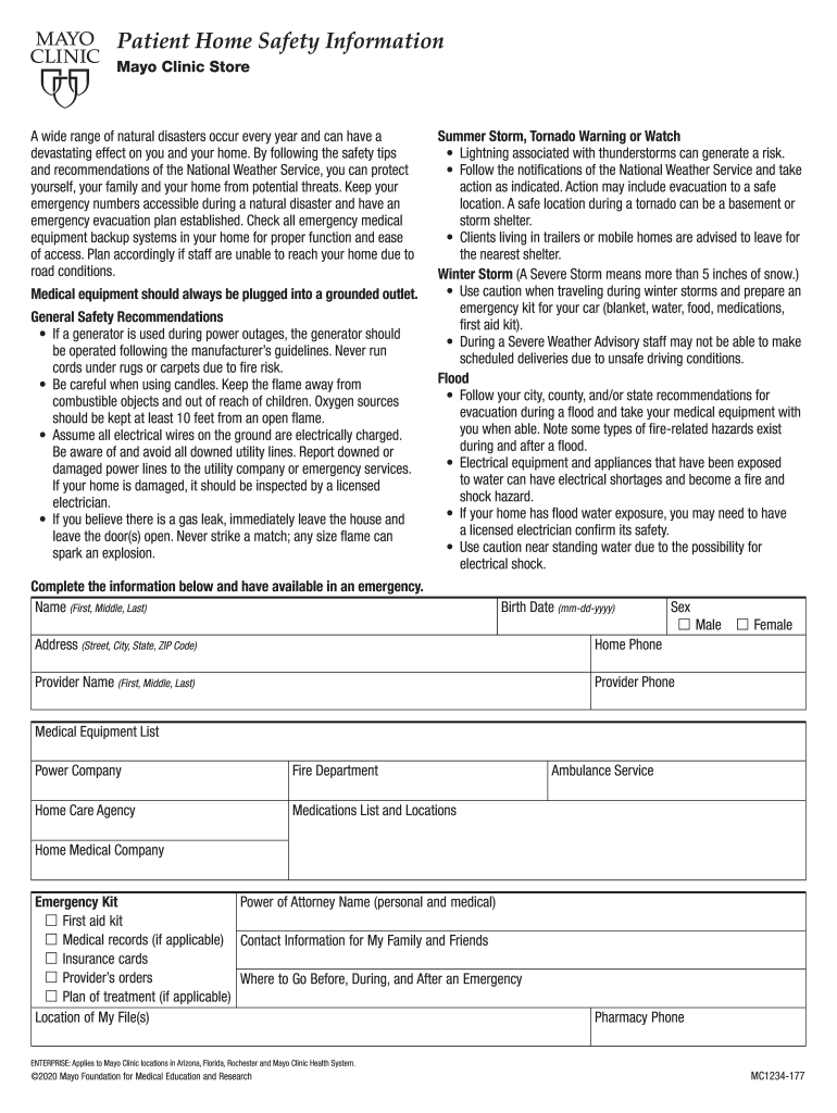Fillable Online Patient Home Safety Information FORM (MC Store ...