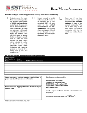 Fillable Online Return Material Authorization (RMA)Honeywell Fax Email ...