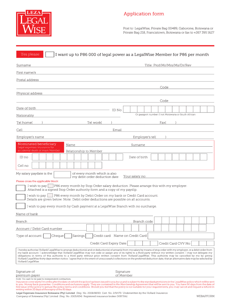 Application Form P Ost T - Legalwise.co.bw - Fill and Sign Printable ...