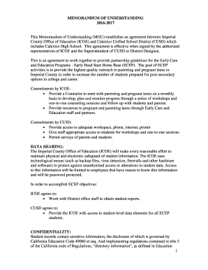 Fillable Online TEMPLATE MOU MODEL MEMORANDUM OF UNDERSTANDING Fax ...