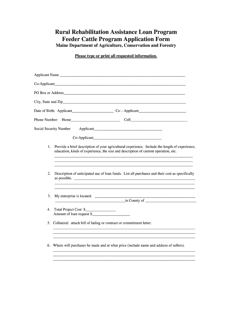 Fillable Online Feeder Cattle Loan Application Fax Email Print - pdfFiller