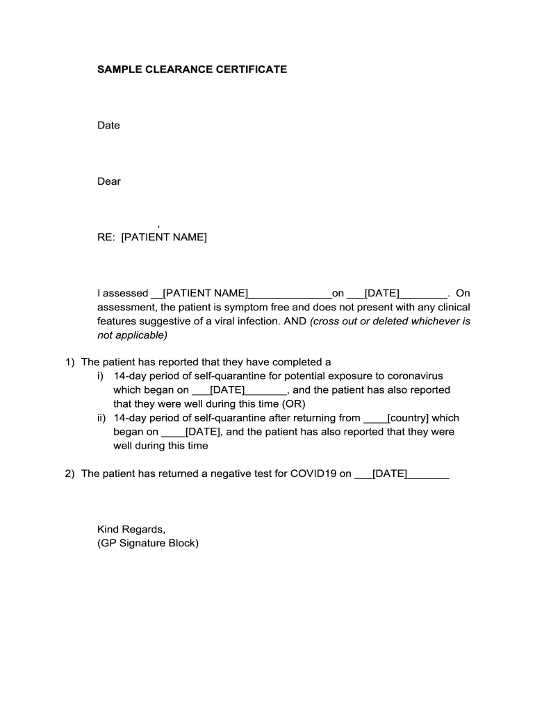 Fillable Online Sample Clearance Certificate Fax Email Print - pdfFiller