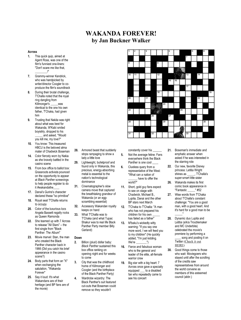 Fillable Online WAKANDA FOREVER! by Jan Buckner Walker Fax Email Print ...