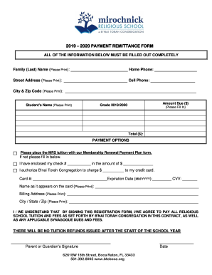 Fillable Online 2019 2020 PAYMENT REMITTANCE FORM Fax Email Print - pdfFiller