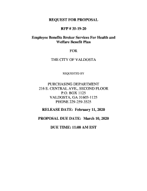 Fillable Online REQUEST FOR PROPOSAL Employee Benefits Broker Services ...