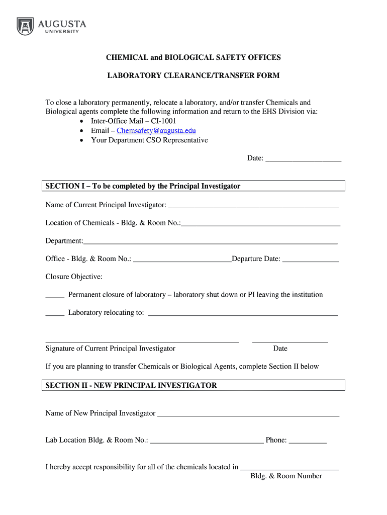 Fillable Online CHEMICAL SAFETY CLEARANCE FORM Fax Email Print - pdfFiller