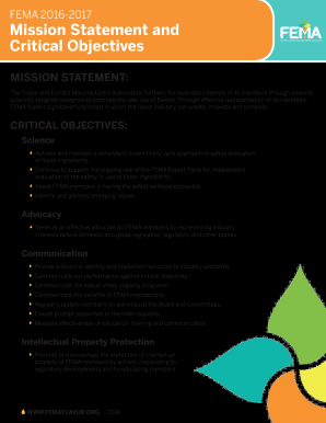 Fillable Online FEMA Mission Statement and Critical Objectives - Flavor ...