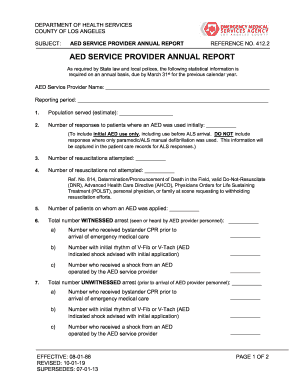 Fillable Online AED SERVICE PROVIDER ANNUAL REPORT Fax Email Print ...