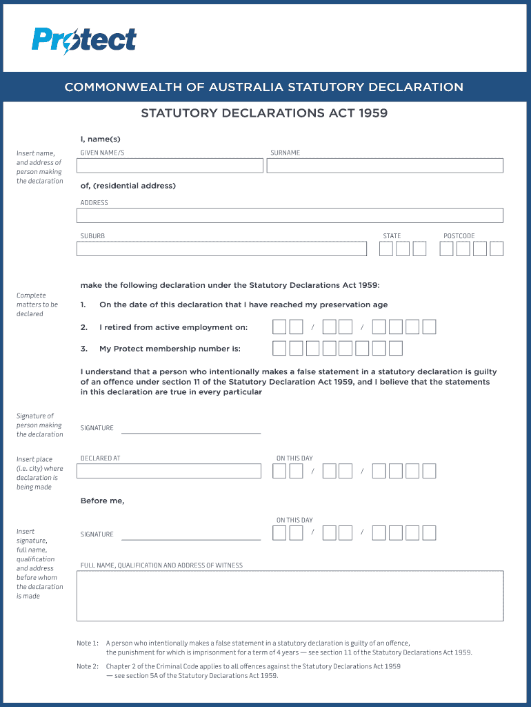 Fillable Online Commonwealth Statutory Declaration Formattorney General Fax Email Print