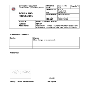 Fillable Online Attachment A Inmate Telephone ID Number Release Form ...