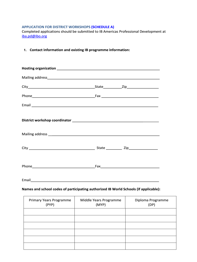 Fillable Online Workshop Application and Information Fax Email Print ...
