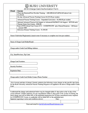 Fillable Online 2018 Charge Card Authorization Form Fax Email Print ...
