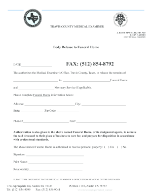 Fillable Online TCME Body Release Form (blank) Fax Email Print - pdfFiller