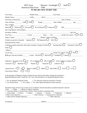 Fillable Online Statistical Data Form EDR Fax Email Print - pdfFiller