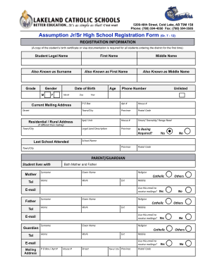 High School Registration Form | pdfFiller