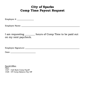 Fillable Online I am requesting hours of Comp Time to be paid out Fax ...