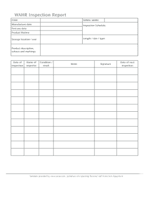 Fillable Online WAHR and LOLER blank inspection report forms. Blank ...