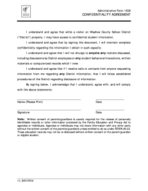 Fillable Online Administrative Form 1509 CONFIDENTIALITY AGREEMENT Fax ...