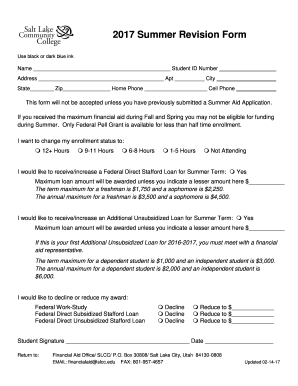 Fillable Online 2017 Summer Revision Form Fax Email Print - pdfFiller