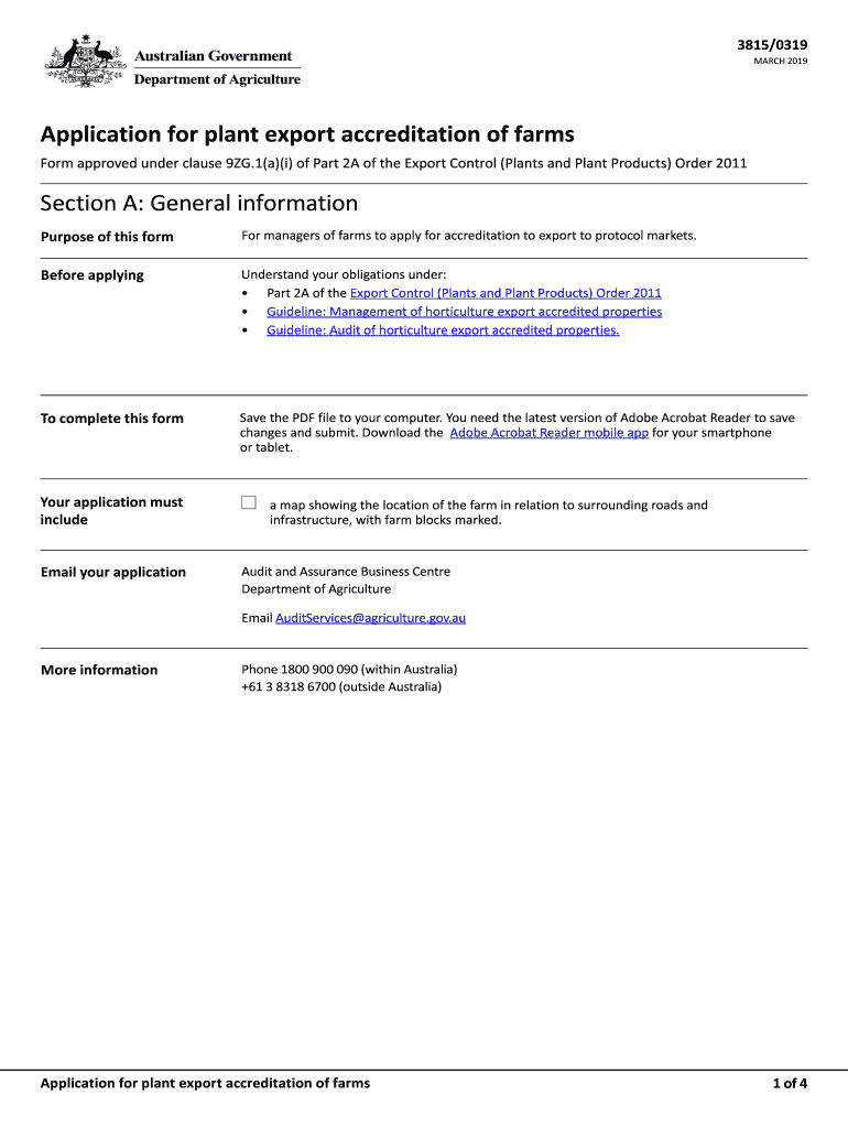 Fillable Online Application for plant export accreditation of farms Fax ...