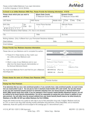 Fillable Online Medicare Enrollment Form - Home - AvMed Fax Email Print ...