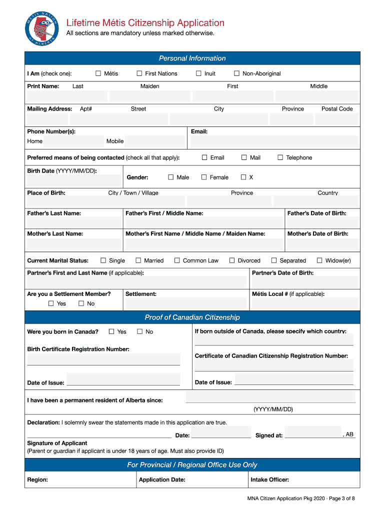 Fillable Online Registration & Application Guidelines - Mtis Nation of ...