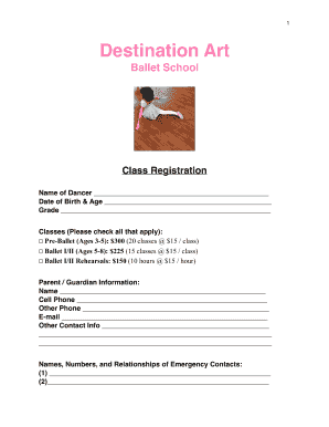 Fillable Online Destination Art Registration Form (Updated Spring 2019 ...