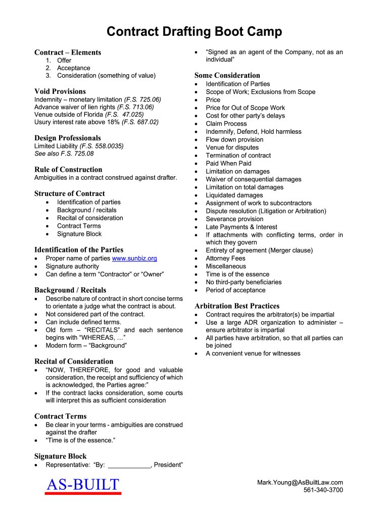 Fillable Online Contract Drafting Boot Camp - Handout Fax Email Print ...