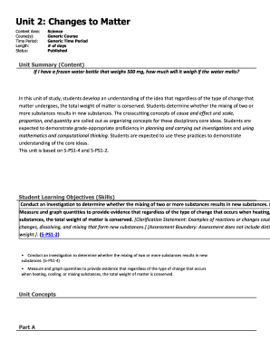 Fillable Online Grade 5, Science, Unit 1, Properties of Matter Fax ...