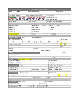 Fillable Online application form SA MOTOR.DOCX Fax Email Print - pdfFiller