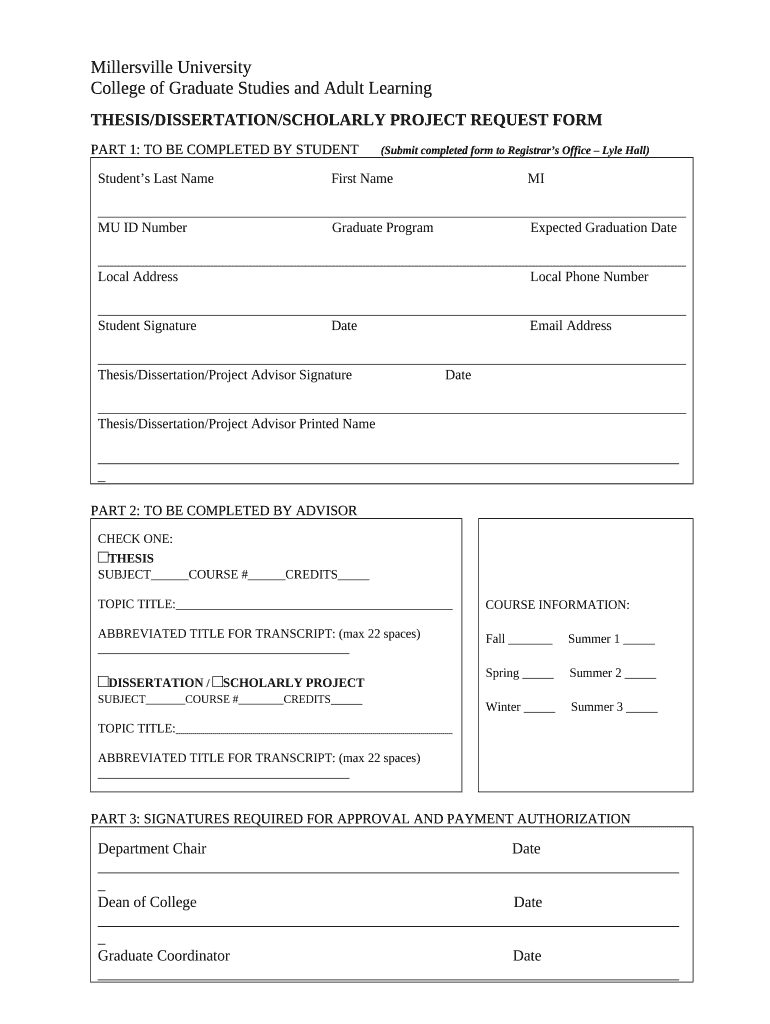 thesis/dissertation/scholarly project request - Millersville ... Doc ...