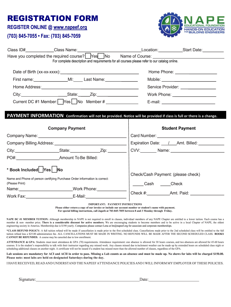 Fillable Online NAPE Educational FoundationEngineer Training in ... Fax ...