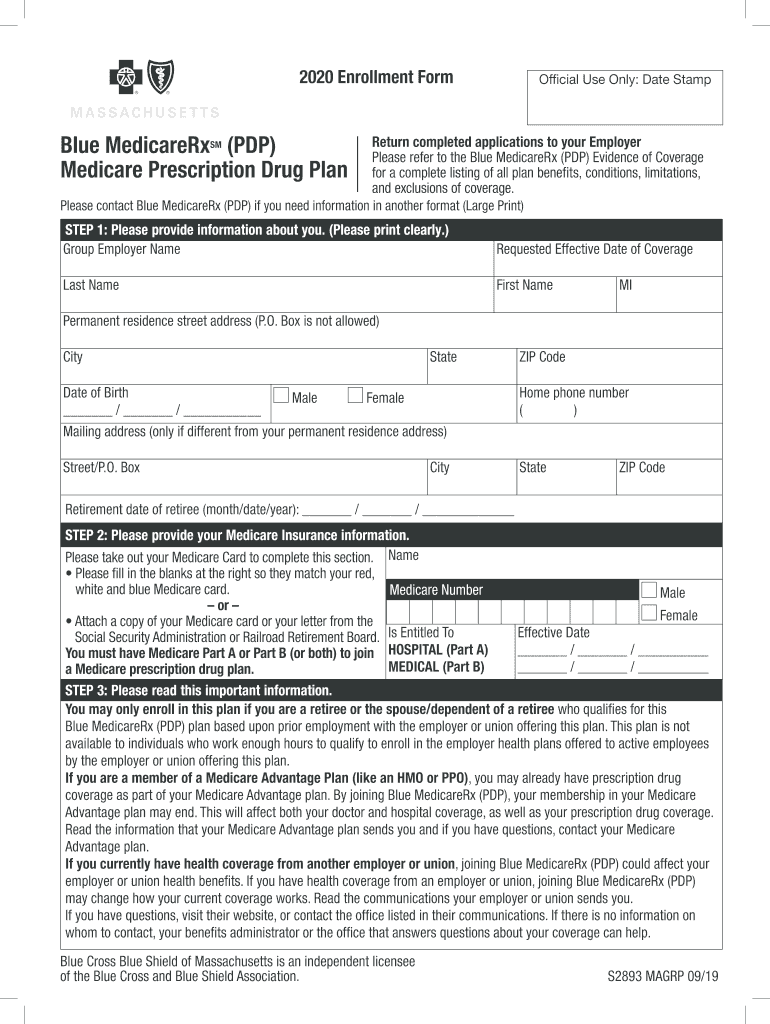 Fillable Online Blue MedicareRx-Enrollment Form Fax Email Print - pdfFiller