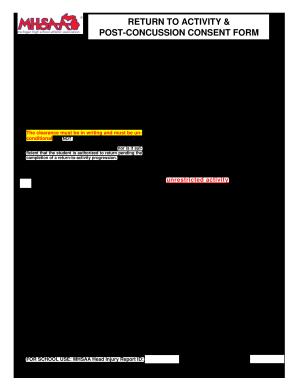 Fillable Online Return to Activity & Post-Concussion Consent Form ...