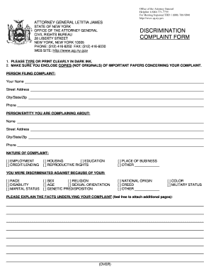 Fillable Online Discrimination Complaint FormsCRB Complaint form Fax Email Print - pdfFiller