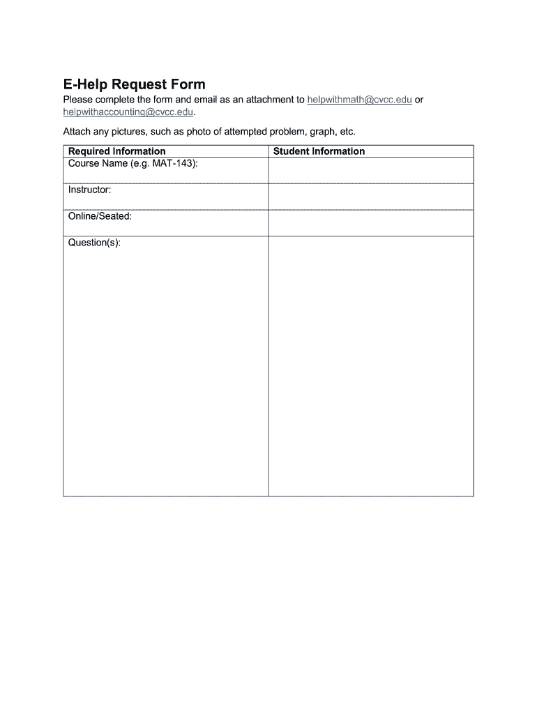 Fillable Online E-Help Request Form Fax Email Print - pdfFiller