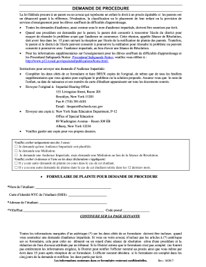 Remplissable En Ligne DEMANDE DE PROCEDURE Fax Email Imprimer - pdfFiller