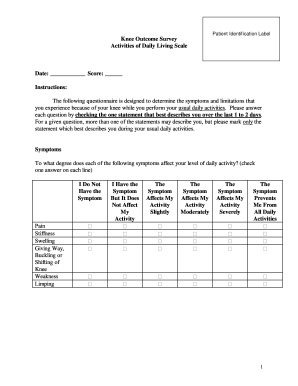 Fillable Online Knee Outcome Survey Activities of Daily Living Scale ...