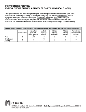 Knee Outcome Survey Pdf - Fill Online, Printable, Fillable, Blank ...