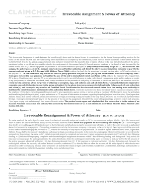Fillable Online Irrevocable Assignment & Power of Attorney Fax Email ...