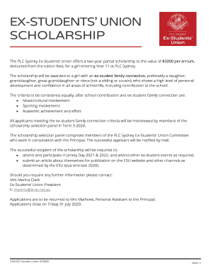 Fillable Online 2020 ESU Scholarship Form Fax Email Print - pdfFiller