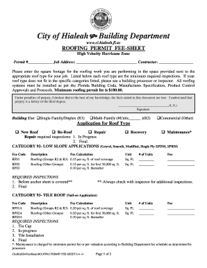 Fillable Online Roofing Fee Sheet - Hialeah, FL Fax Email Print - pdfFiller